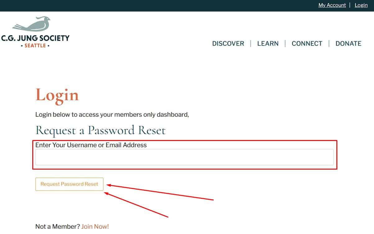 Password Reset Instructions - C.G. Jung Society, Seattle